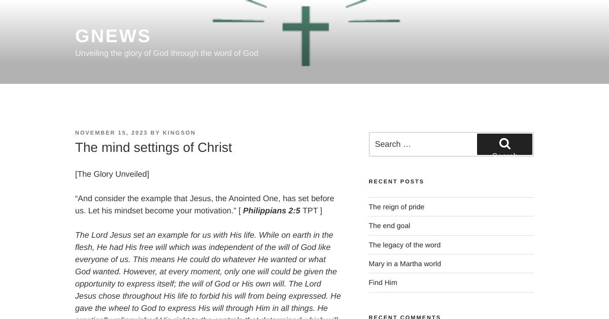 The mind settings of Christ – GNews