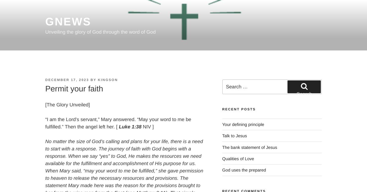 Permit your faith – GNews