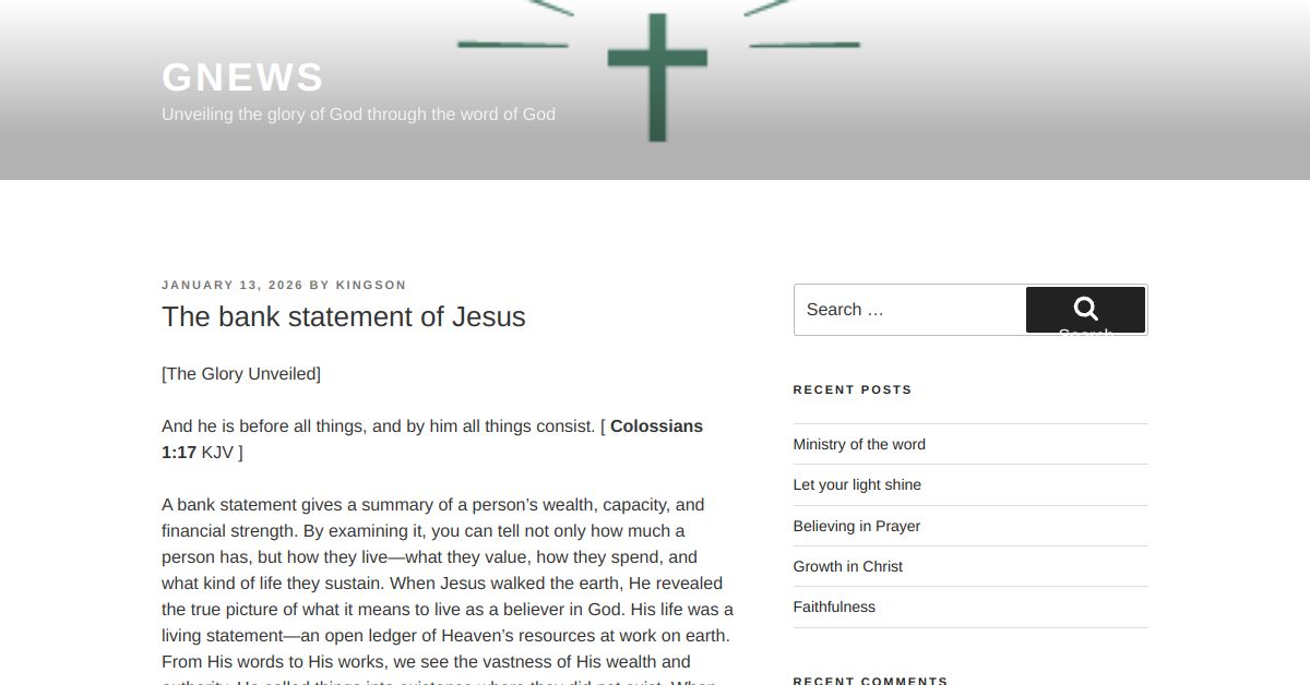 The bank statement of Jesus – GNews